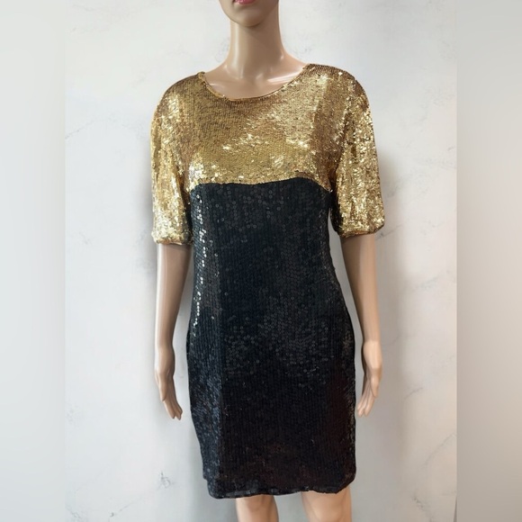 Stenay | Dresses | True Vintage Stenay Gold Black Sequin Cocktail Party ...